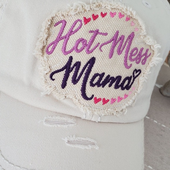The Ivory Elephant | Accessories | Hot Mess Mama Baseball Cap Cream ...